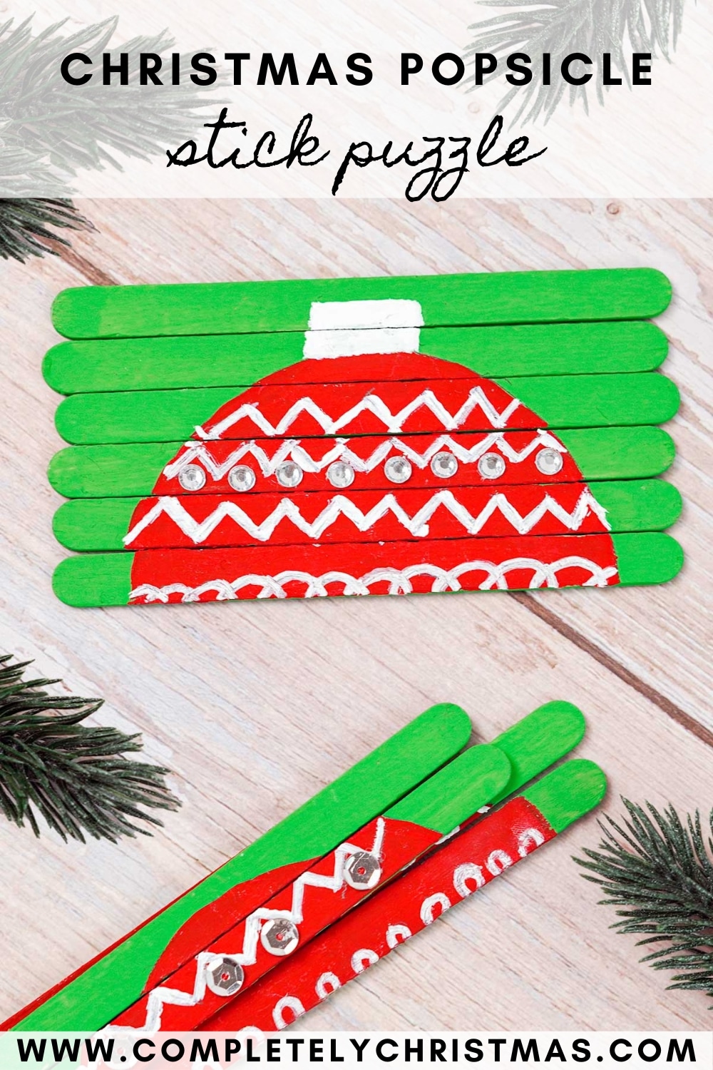 DIY Christmas Popsicle Stick Puzzle Craft (Christmas Ornament)