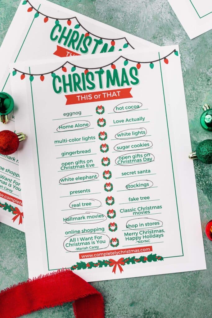 Christmas This or That - FREE Printable