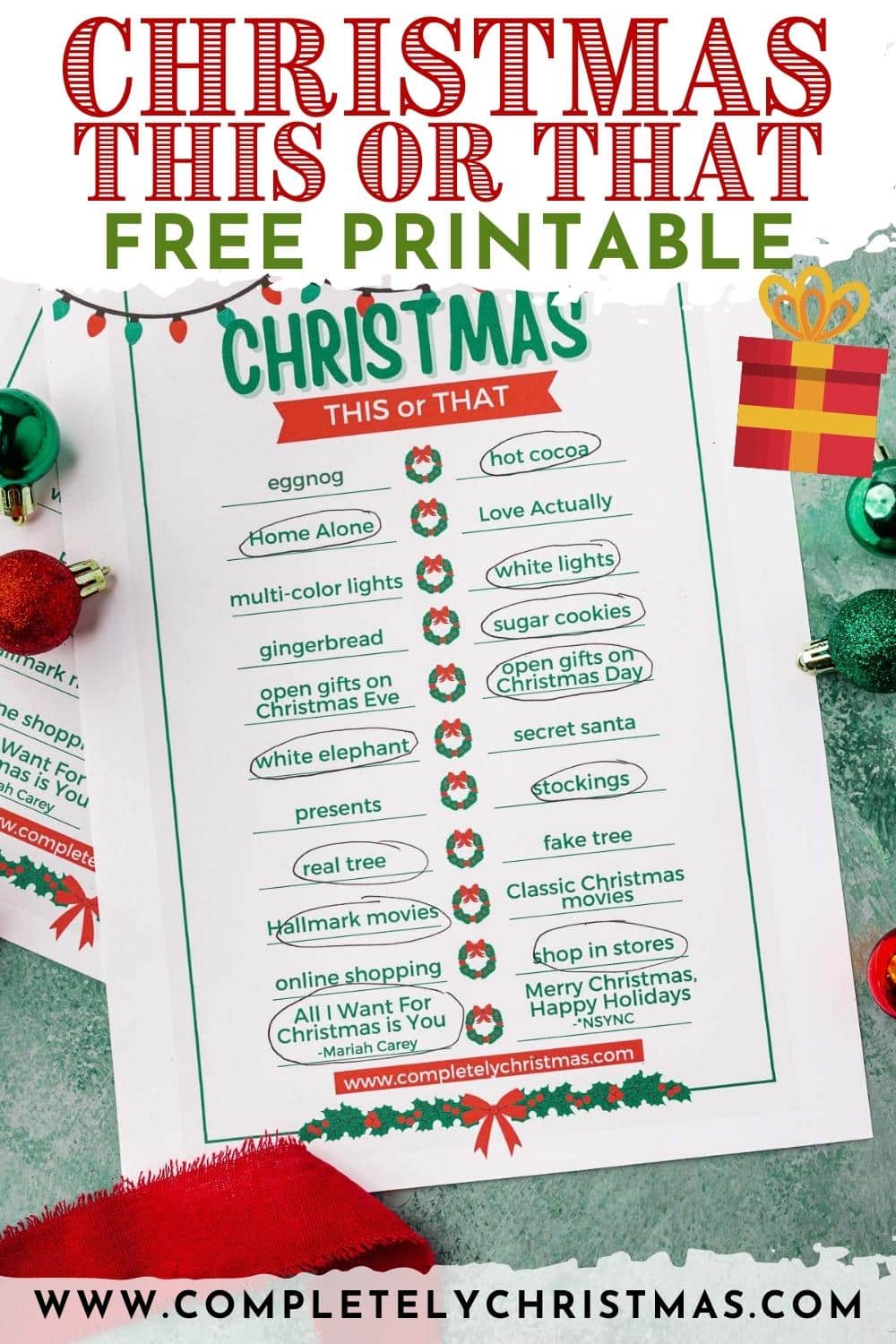 Christmas This or That - FREE Printable