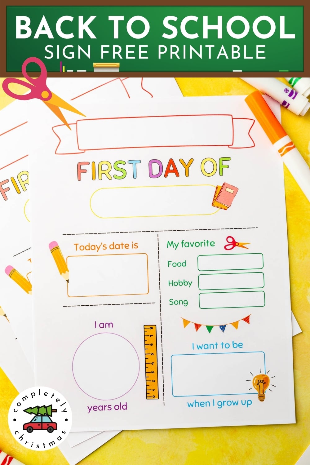 Printable Back to School Sign - Completely Christmas