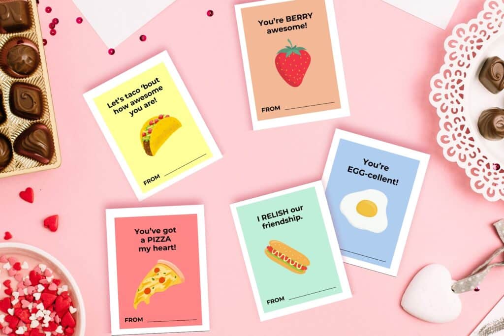 Printable Valentine’s Day Food Puns Cards