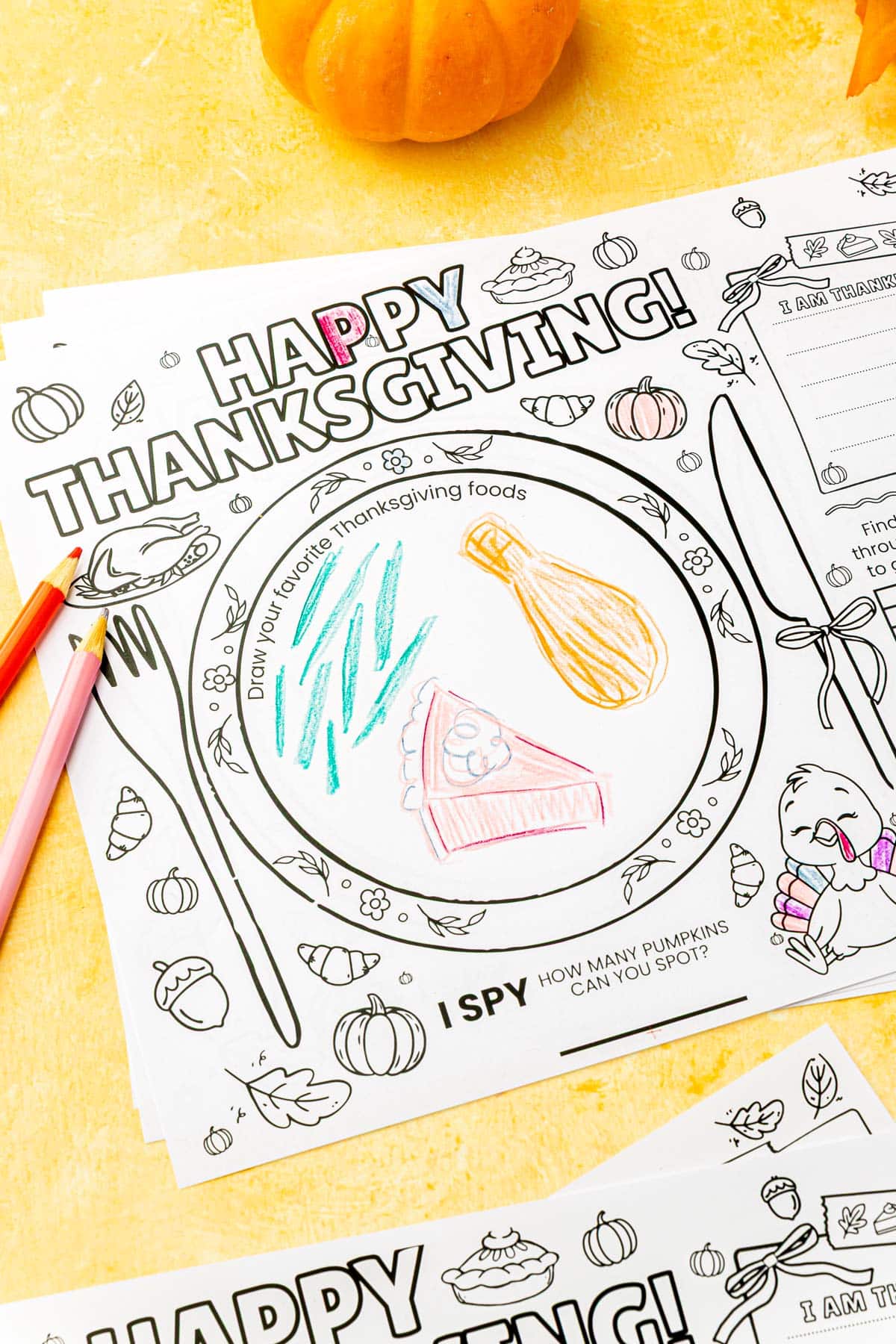 Free Thanksgiving Activity Placemat for Kids Printable - Completely ...