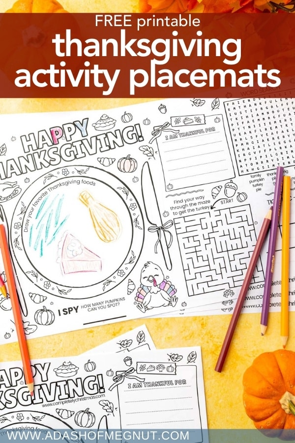 Free Thanksgiving Activity Placemat for Kids Printable - Completely ...