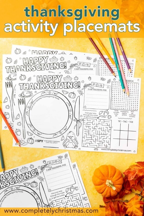 Free Thanksgiving Activity Placemat for Kids Printable - Completely ...
